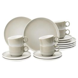 Kaffeeservice Seltmann Weiden "Sento Home, Geschirr-Set, 18-teilig", aura cream, 18 Stk., Porzellan, Geschirr-Sets, harmonisch geschwungene Form