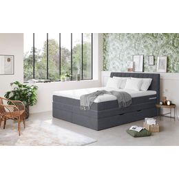 Boxspringbett COTTA "Shark inkl. Bettkasten und Topper", blau (dunkelblau), B:186cm L:212cm, 100% POLYESTER (PES), Komplettbetten, erhältlich in den Breiten 140x200cm, 160x200cm und 180x200cm, Topseller