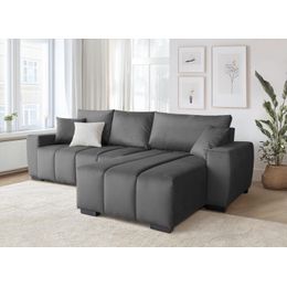 Ecksofa Home Affaire, B:256cmschwarz, 100% Polyester, Sofas, "L-Form Bello", mit Bettfunktion, Bettkasten, Frei im Raum stellbar und Federkern