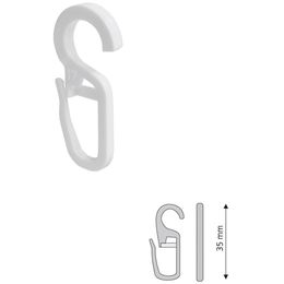 Faltenclip Liedeco, wei&szlig;, H:3,5cm &Oslash;:1cm, Kunststoff, Gardinenbefestigungen, Faltenlegehaken, f&uuml;r Gardinenringe &Ouml;se 10 mm