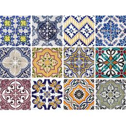 Fliesenaufkleber Home Affaire "Ornamente", bunt, B:12cm H:15cm, Fliesenaufkleber, Stickerfliesen, selbstklebend, Sticker, 12er Set