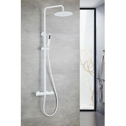 Duschsystem ØRESUND "Sanddorn", weiß, H:135cm T:9,5cm, Brausegarnituren, Überkopfbrause, Regendusche Wellnessdusche in verschiedenen Farben
