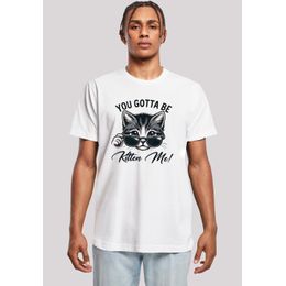 T-Shirt F4NT4STIC "Kätzchen You Gotta Be Kitten Me", Herren, Gr. 5XL, weiß, Obermaterial: 100% Baumwolle, regular fit, Rundhals, ohne Bündchen, Shirts, Premium Qualität
