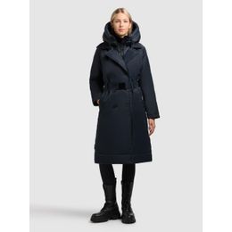 Trenchcoat Khujo "LEXY", Damen, Gr. L, port blau, 100% Polyamid, unifarben, Raglanärmel Rippbündchen mit Windstopper, Mäntel