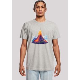 T-Shirt F4NT4STIC "Vulkanausbruch", Herren, Gr. 5XL, grau (erdgrau), Obermaterial: 100% Baumwolle, regular fit, Rundhals, ohne Bündchen, Shirts, Premium Qualität