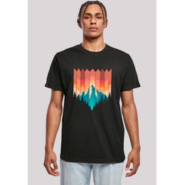 T-Shirt F4NT4STIC "Berg Sonnenuntergang Geometrisch", Herren, Gr. L, schwarz, Obermaterial: 100% Baumwolle, regular fit, Rundhals, ohne Bündchen, Shirts, Premium Qualität