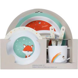 Kindergeschirr-Set Sterntaler "Fuchs Filou, rund", Baby, Gr. 5 Stk., steingrün, Polypropylen, Motiv, Geschirr-Sets
