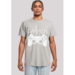 T-Shirt F4NT4STIC "Gamer Herzschlag", Damen, Gr. 3XL, grau (erdgrau), Obermaterial: 100% Baumwolle, regular fit, Rundhals, ohne B&uuml;ndchen, Shirts T-Shirt, Premium Qualit&auml;t