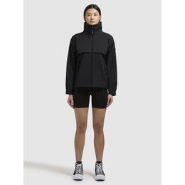 Anorak Khujo "RAIBE", Damen, Gr. L, schwarz, Canvas, 100% Polyester, unifarben, regular fit hüftlang, eingesetzt mit Druckknöpfen,mit Schlitz, Jacken