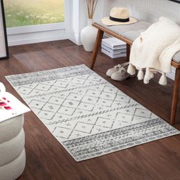 Teppich LIVABLISS "LIMA", wei&szlig;, B:80cm H:9mm L:150cm, Kunstfaser, Teppiche, Teppich, Berber, Ethnisch Boho Kurzflor Wohnzimmerteppich, Schlafzimmer