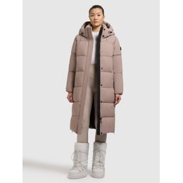 Steppmantel Khujo "RACHEL2 MATT", Damen, Gr. XXL, greige, 100% Polyester, unifarben, eingesetzt elastischer Bund mit Windstopper, Mäntel