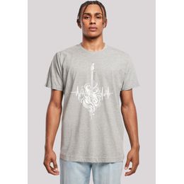 T-Shirt F4NT4STIC "Gitarre Herzschlag", Herren, Gr. 3XL, grau (erdgrau), Obermaterial: 100% Baumwolle, regular fit, Rundhals, ohne Bündchen, Shirts, Premium Qualität