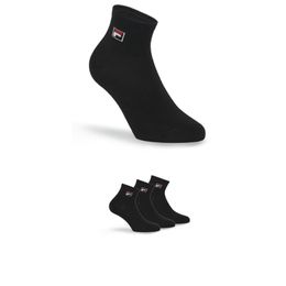 Kurzsocken Fila "UNISEX QUARTER PLAIN SOCKS", Damen, Gr. 35-38, schwarz, Baumwollmischung, unifarben, normal, Socken, mit eingestrickem Logo