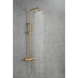 Duschsystem ØRESUND "Sanddorn", braun (messing), H:135cm T:9,5cm, Brausegarnituren, Überkopfbrause, Regendusche Wellnessdusche in verschiedenen Farben