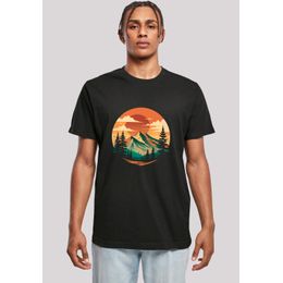 T-Shirt F4NT4STIC "Sonnenuntergang Berglandschaft", Herren, Gr. L, schwarz, Obermaterial: 100% Baumwolle, regular fit, Rundhals, ohne Bündchen, Shirts, Premium Qualität
