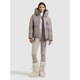 Steppjacke Khujo "PEEKE2", Damen, Gr. M, greige, 100% Polyester, unifarben, eingesetzt elastischer Bund mit Windstopper, Jacken