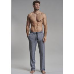 Götzburg Pyjamahose GÖTZBURG "Upper West", Herren, Gr. 50M, N-Gr, blau (blau, mittel, melange), Single Jersey, Obermaterial: 60% Baumwolle, 40% Polyester, meliert, relaxed fit lang, Hosen, elastischer Bund, Baumwollmix, schnelltrocknend, Seitentaschen, locker