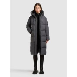 Steppmantel Khujo "COULIN MATT", Damen, Gr. S, steel grau, 100% Polyester, unifarben, eingesetzt elastischer Bund mit Windstopper, M&auml;ntel Steppmantel