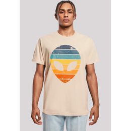 T-Shirt F4NT4STIC "Alien Sonnenuntergang Retro", Herren, Gr. L, beige (sand), Obermaterial: 100% Baumwolle, regular fit, Rundhals, ohne Bündchen, Shirts, Premium Qualität
