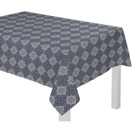 Tischdecke Adam "Romantic Puligny" Gr. 5, blau (dunkelblau), &Oslash;:145cm, Bio-Baumwolle, Tischdecken, Tischdecke, aus 100% Bio-Baumwolle