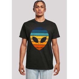 T-Shirt F4NT4STIC "Alien Sonnenuntergang Retro", Herren, Gr. L, schwarz, Obermaterial: 100% Baumwolle, regular fit, Rundhals, ohne Bündchen, Shirts, Premium Qualität