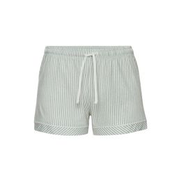 Pyjamashorts s.Oliver, Damen, Gr. 32/34, N-Gr, grün (dunkelgrün gestreift), Single Jersey, Obermaterial: 50% Baumwolle, 50% Viskose, bequem kurz, Hosen, mit Kontrastpaspel