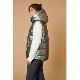 Steppweste ZABAIONE "Vest Tr44ista", Damen, Gr. S, silber (platin), Steppware, Obermaterial: 100% Polyester, gl&auml;nzend, unifarben, Po-bedeckend, Westen Steppweste, im Glanz-Look