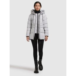 Steppjacke Khujo "MATLA", Damen, Gr. M, platinum grau, 100% Polyester, unifarben, eingesetzt elastischer Bund mit Windstopper, Jacken Steppjacke