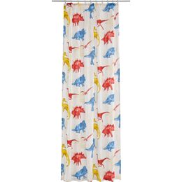 Gardine OTTO HOME "DINO" Gr. 1, weiß, B:135cm H:145cm, Polyester, Baumwolle, Recyceltes Material, Gardinen, Kindergardine, einseitig mit Dinosauriern bedruckt