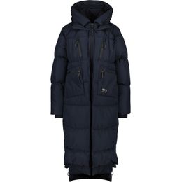 alife and kickin Winterjacke ALIFE & KICKIN "Damen RihannaAK A", Damen, Gr. L, blau (marine), 100% Polyester, oversize wadenlang, Rippbündchen, Jacken, Langer, warmer Wintermantel mit großer Kapuze und Fleece Innenfutter
