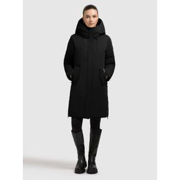 Kurzmantel Khujo "NEAN", Damen, Gr. XXL, schwarz, 55% Baumwolle, 45% Polyester, unifarben, eingesetzt elastischer Bund mit Windstopper, Mäntel