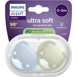 Schnuller ultra soft Silikon, blau/grün, 0-6 Monate Philips Avent