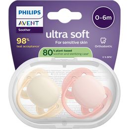 Schnuller ultra soft Silikon, beige/rosa, 0-6 Monate Philips Avent