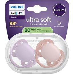 Schnuller ultra soft Silikon, lila/rosa, 6-18 Monate Philips Avent