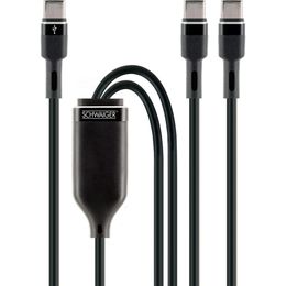 Schwaiger Ladekabel Split USB-C schwarz 1,5 m