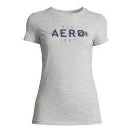 A&eacute;ropostale T-Shirt Damen Gr&ouml;&szlig;e S navy / graumeliert / flieder