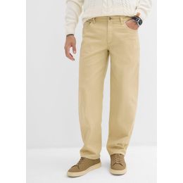 bonprix Relaxed Fit Twillhose mit Komfortbund Straight, beige, mit Baumwolle
