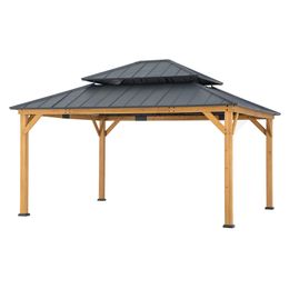 Sunjoy Zedernholz Gazebo TRIVOR - 390cm x 450cm, anthrazit