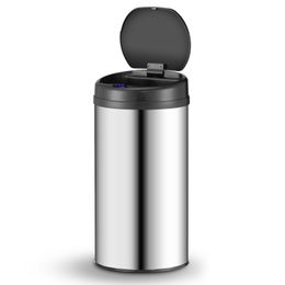 Juskys Automatik M&uuml;lleimer mit Sensor 40L - Abfalleimer mit elektrischem Deckel f&uuml;r K&uuml;che - Silber
