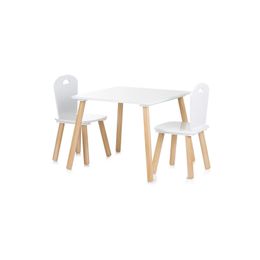 Chipolino Kinder Tischset Holztisch, 2 Holzst&uuml;hle, Kindersitzgruppe, 3-teilig wei&szlig;