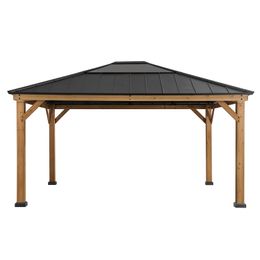 Sunjoy Zedernholz Gazebo ERNIR - 393cm x 452cm, anthrazit