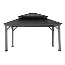 Sunjoy Pavillon Zedernholz Gazebo RYSY - 390cm x 450cm, schwarz