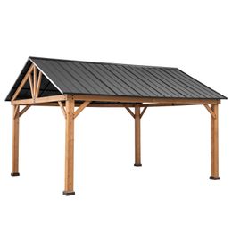 Sunjoy Pavillon Zedernholz Gazebo REBRA - 404cm x 465cm, anthrazit