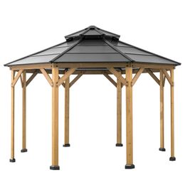 Sunjoy Pavillon Zedernholz Gazebo EGGI - 396cm x 396cm, anthrazit
