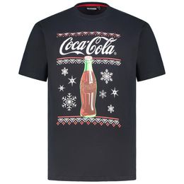 Große Größen North T-Shirt mit Coca Cola Motiv-Print Farbe schwarz Größe: 7XL