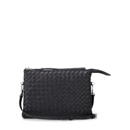 Abro Crossbody Bags - Umh&auml;ngetasche Threefold aus geflochtenem Leder - Gr. unisize - in Schwarz - f&uuml;r Damen