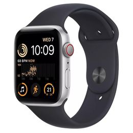 Apple Watch Series SE 1 (2020) GPS + Cellular 44 mm - Aluminium Silber - Sportarmband Schwarz