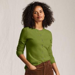 LANDS' END Kaschmir-Cardigan mit rundem Ausschnitt, Damen,  Gr&uuml;n, Kaschmir, by Lands' End