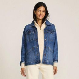 LANDS' END Trucker-Jeansjacke, oversized, Damen,  Blau, Baumwoll-Mischung/Polyester-Mischung, by Lands' End