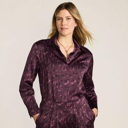 LANDS' END Gemusterte Satinbluse, Damen,  Lila, Polyester, by Lands' End
